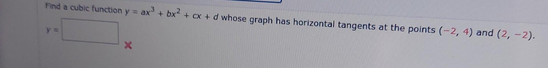 Solved Find a cubic function y=ax3+bx2+cx+d whose graph has | Chegg.com