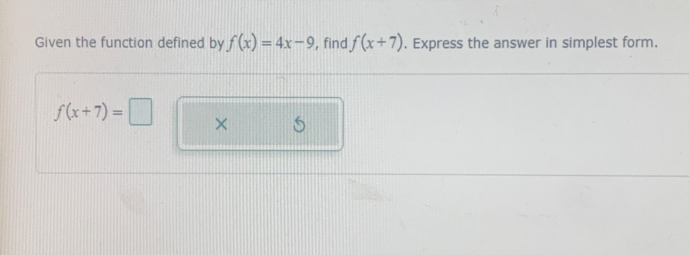 Solved Given the function defined by f(x)=4x-9, ﻿find | Chegg.com
