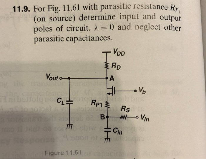 Solved 11.9. For Fig. 11.61 with parasitic resistance RD 99 | Chegg.com