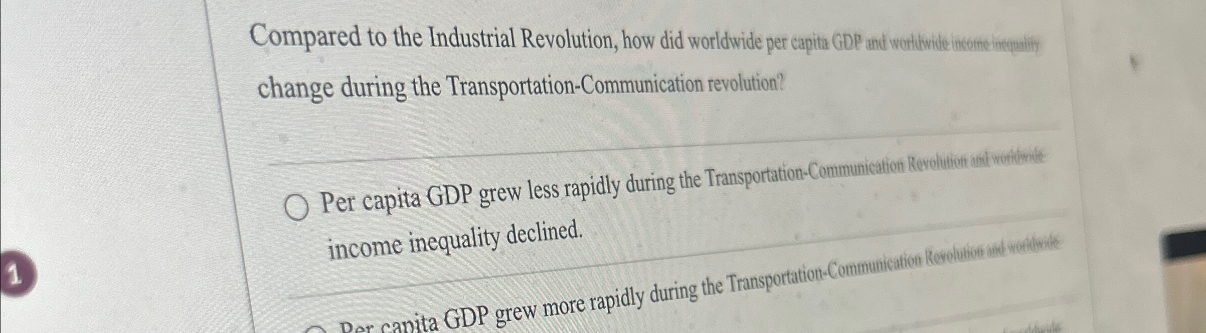 Solved change during the Transportation-Communication | Chegg.com