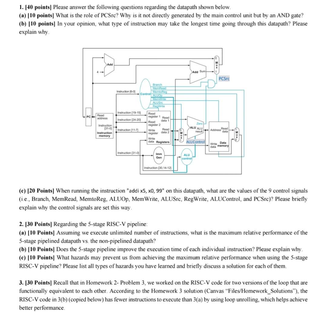 Solved 1. [40 points] Please answer the following questions | Chegg.com