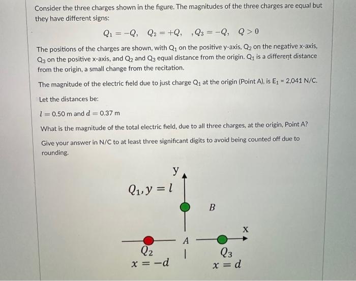 Solved Consider the three charges shown in the figure. The | Chegg.com
