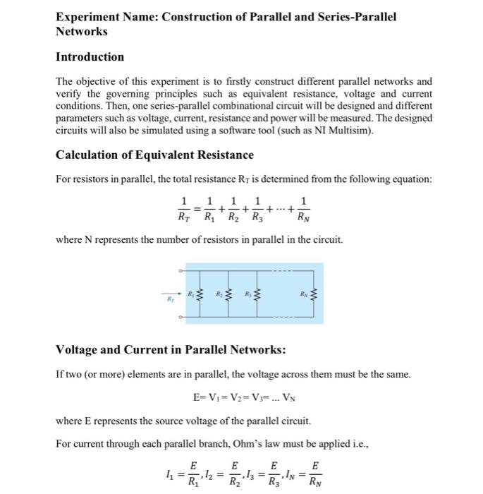 Experiment Name: Construction of Parallel and | Chegg.com