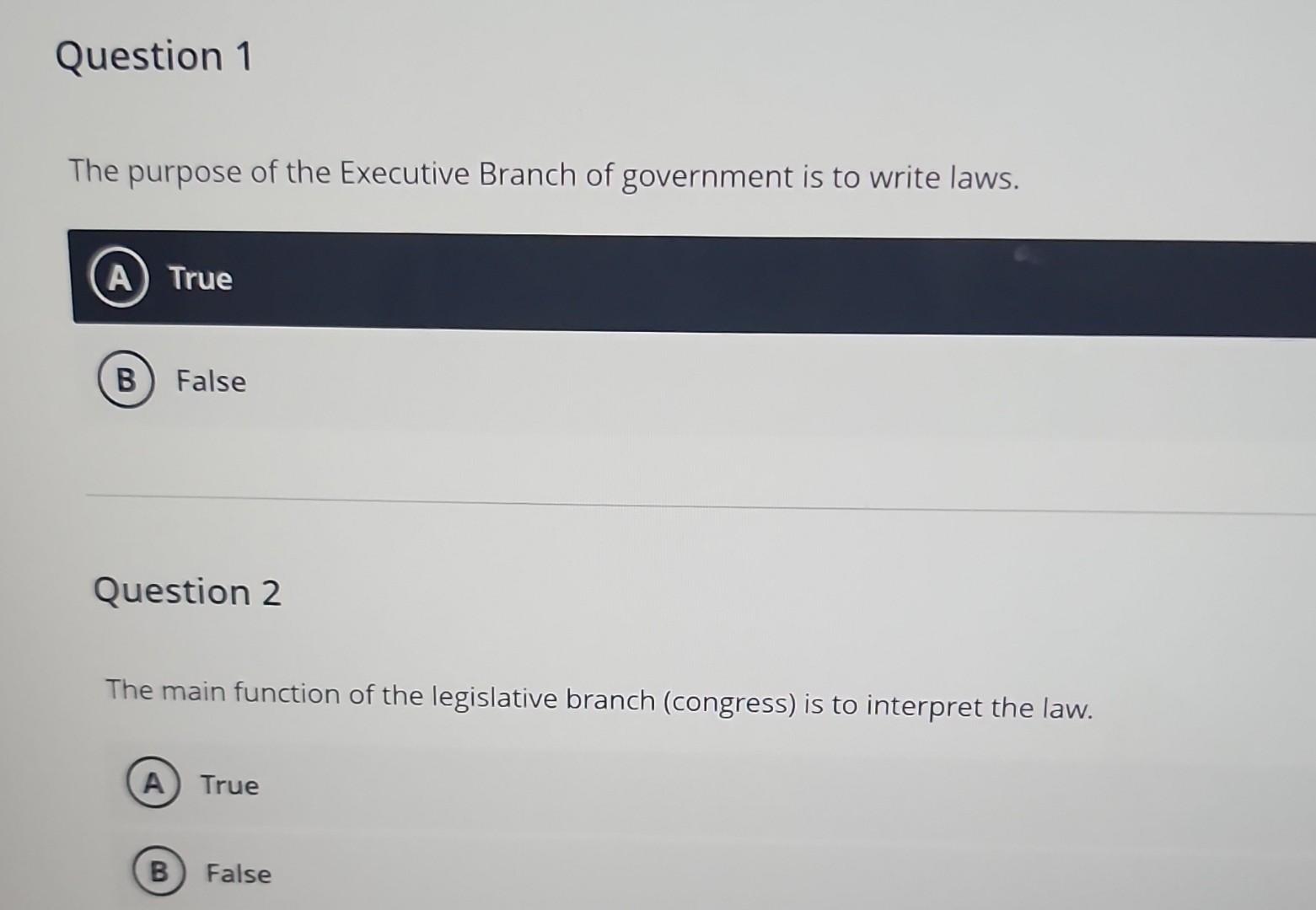Solved The purpose of the Executive Branch of government is | Chegg.com