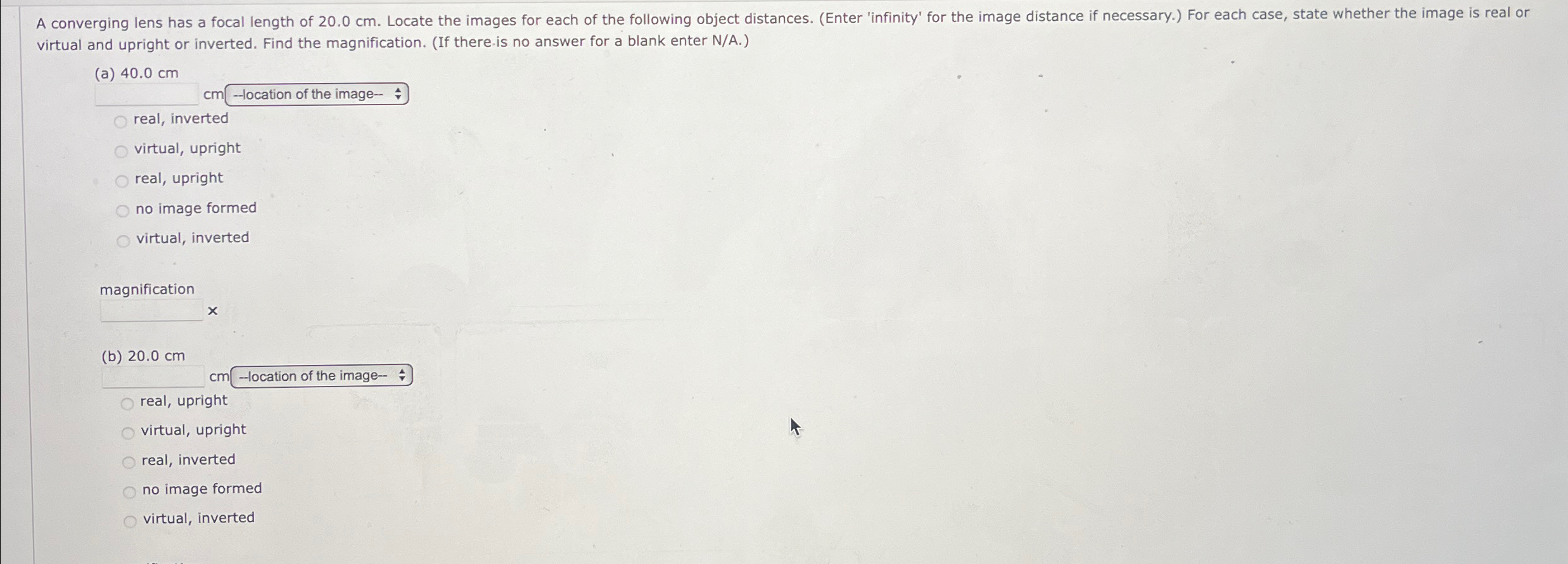 Solved virtual and upright or inverted. Find the | Chegg.com