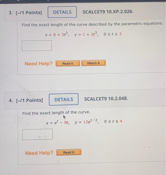 Solved 3. [-/1 Points] DETAILS SCALCET9 10.XP.2.026. Find | Chegg.com
