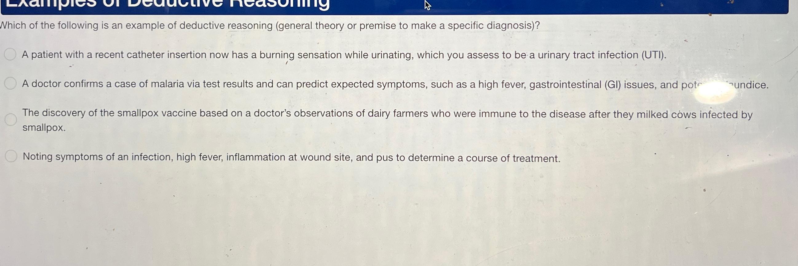 Which of the following is an example of deductive | Chegg.com