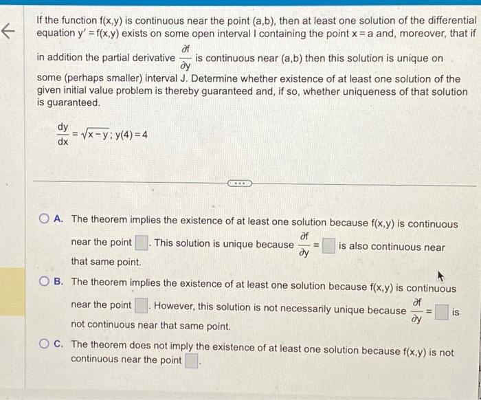 Solved If the function f(x,y) is continuous near the point | Chegg.com