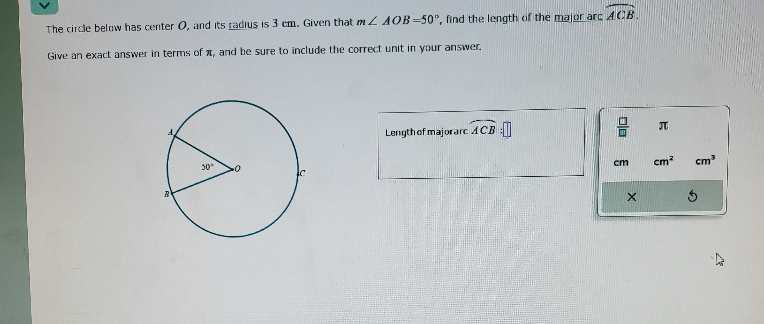 Solved The circle below has center O, ﻿and its radius is | Chegg.com
