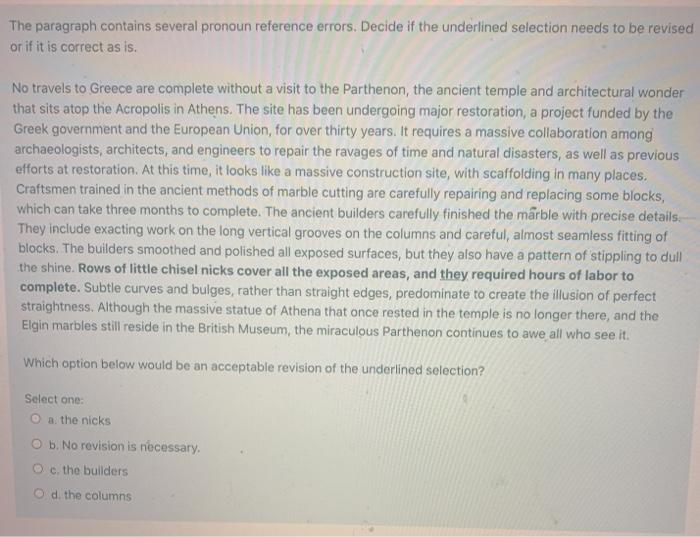 Solved The paragraph contains several pronoun reference | Chegg.com