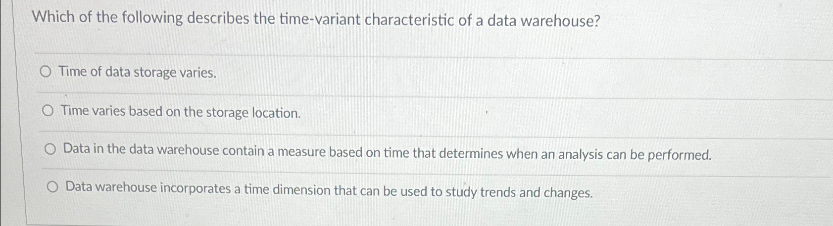 Solved Which of the following describes the time-variant | Chegg.com