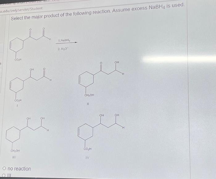 Solved Select the major product of the following reaction. | Chegg.com