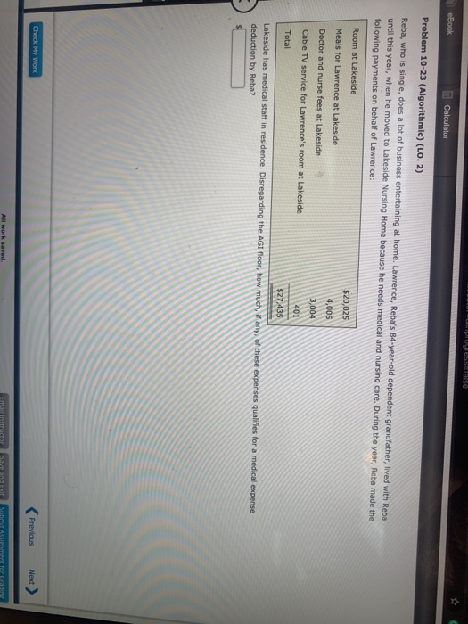 Solved eBook Calculator Problem 10-23 (Algorithmic) (LO. 2) | Chegg.com