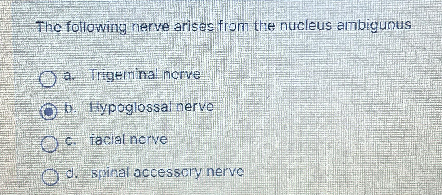 Solved The following nerve arises from the nucleus | Chegg.com