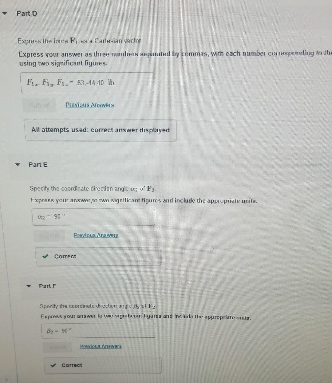 Solved Specify The Coordinate Direction Angle α1 Of F1