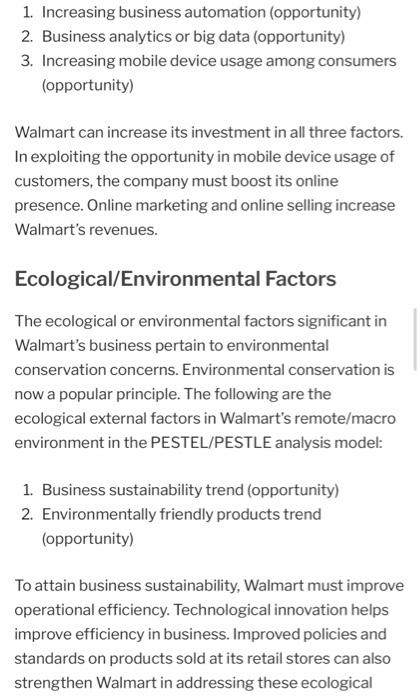 Solved Walmart Walmart's remote environment or macro- | Chegg.com