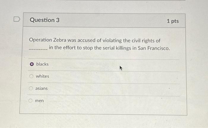 Question 3 Operation Zebra was accused of violating | Chegg.com