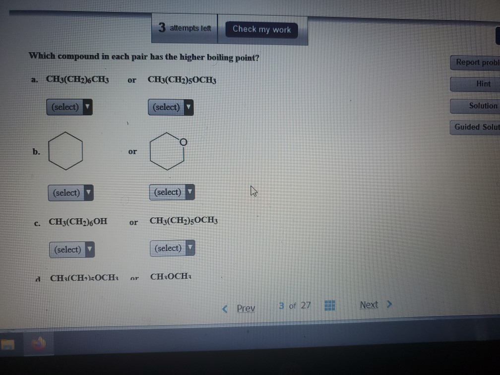 Solved 3 attempts left Check my work Which compound in each | Chegg.com