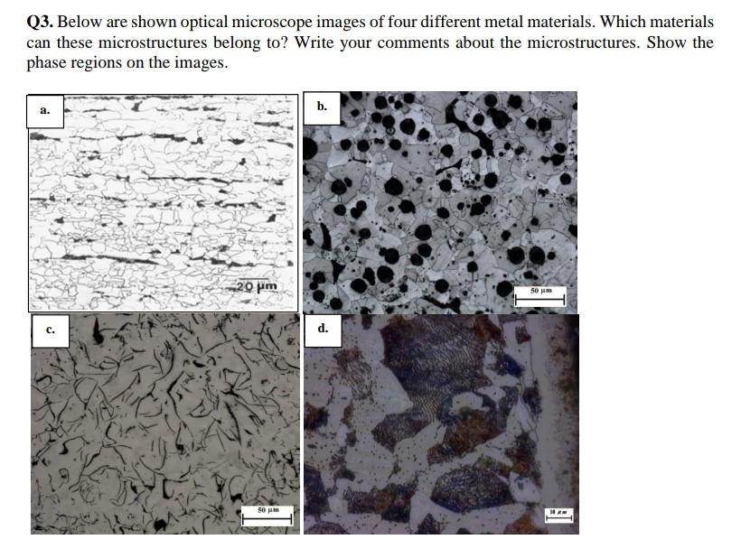 Solved Q3. Below are shown optical microscope images of four | Chegg.com