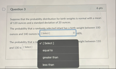 Solved Question 36 ﻿ptsSuppose that the probability | Chegg.com
