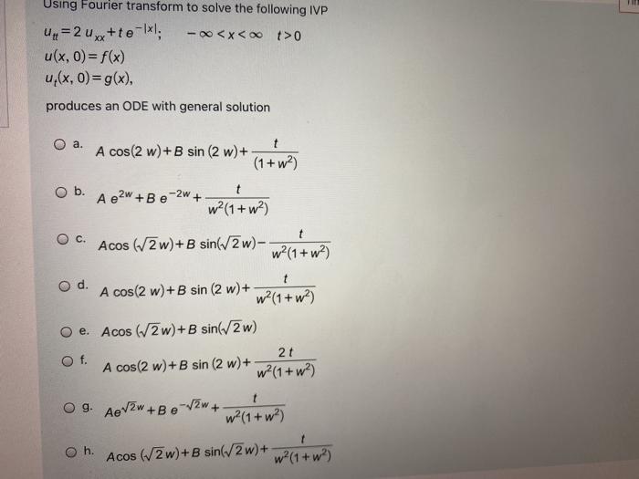 Solved Using Fourier transform to solve the following IVP U. | Chegg.com