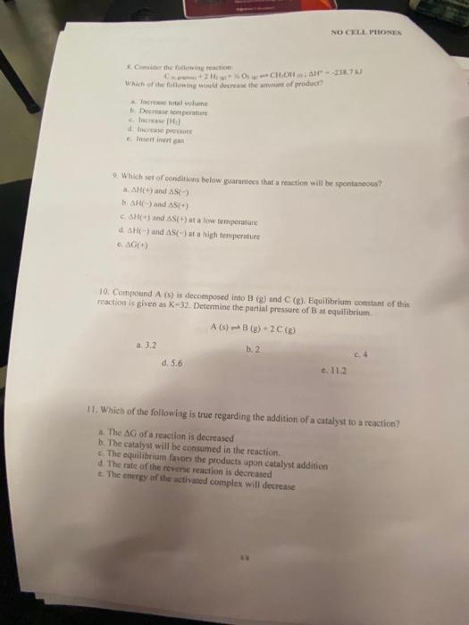 Solved 8. Cimaiter the forkon ing pzaction: A. Incroase | Chegg.com