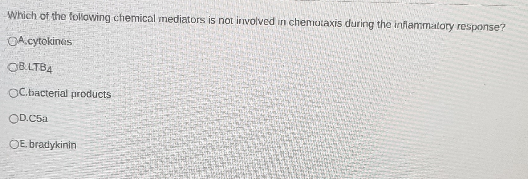 Solved Which of the following chemical mediators is not | Chegg.com