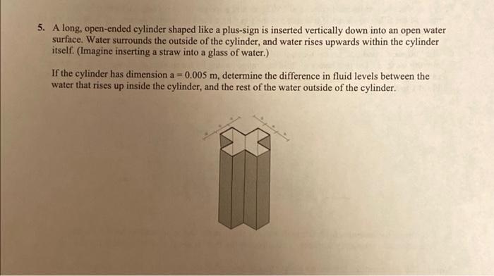 Solved 5. A long, open-ended cylinder shaped like a | Chegg.com
