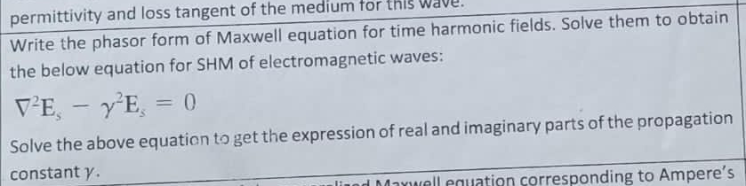 Solved Write the phasor form of Maxwell equation for time | Chegg.com