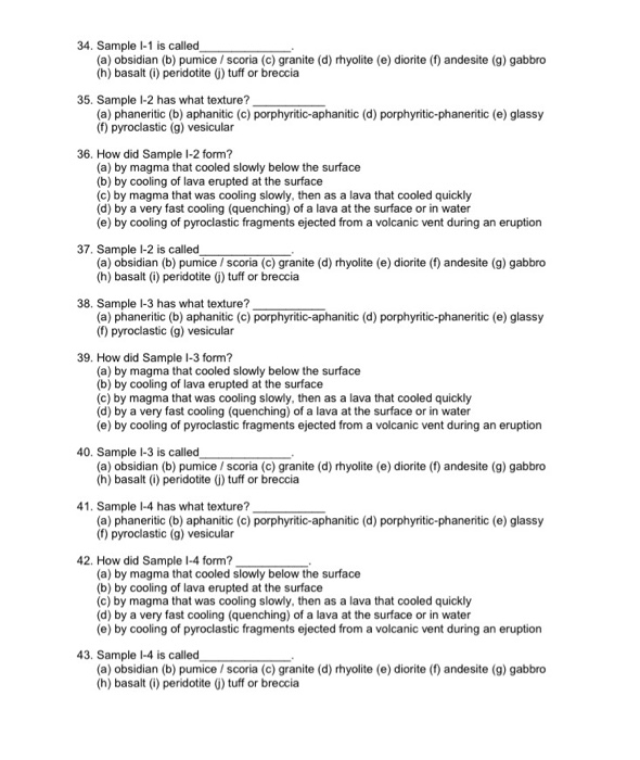 Solved LAB EXERCISE: Part B - Igneous Rock Texture Determine | Chegg.com