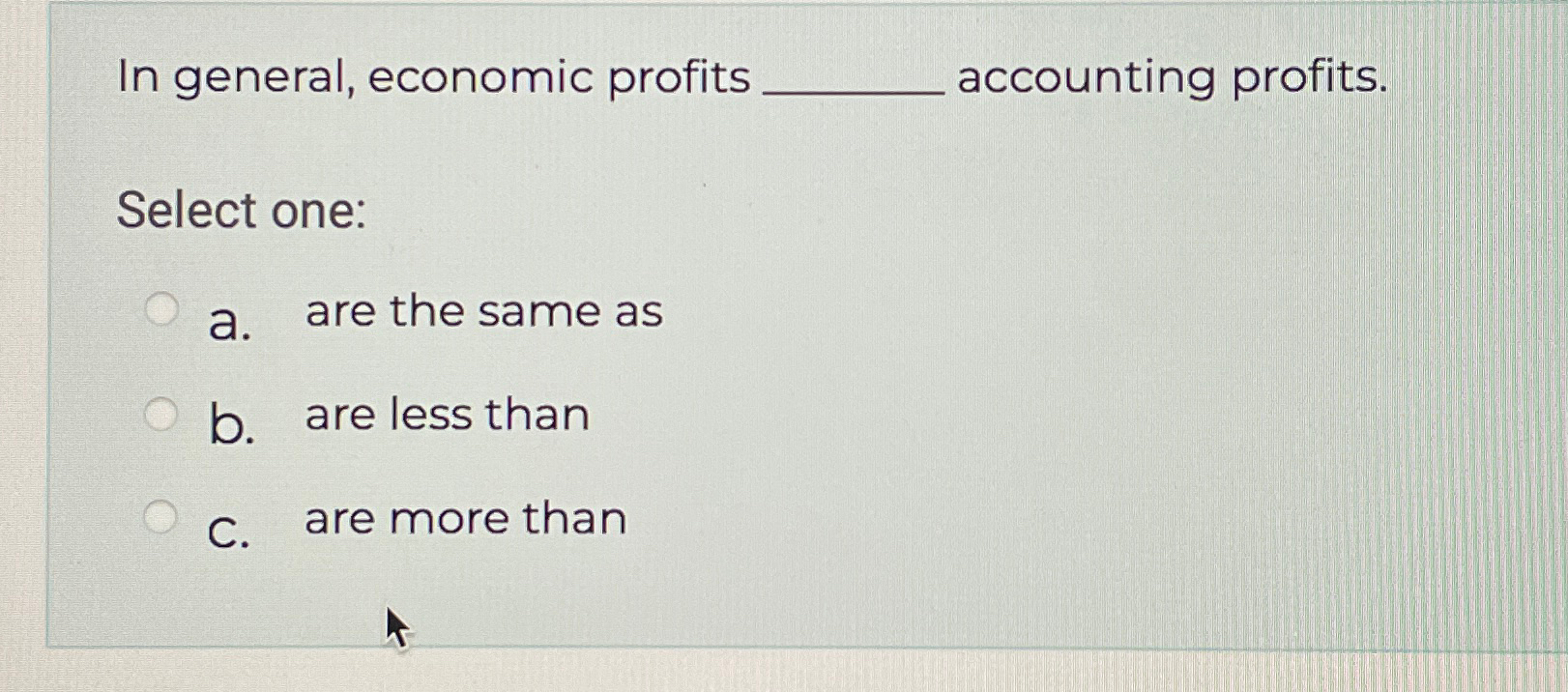 Solved In general, economic profits accounting | Chegg.com