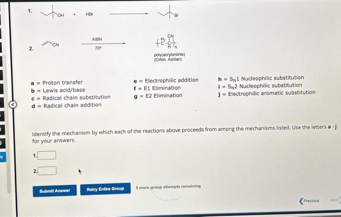 Solved 1. 2. poly(acrylonitrile) (Orion, Acrilan) a= Proton | Chegg.com