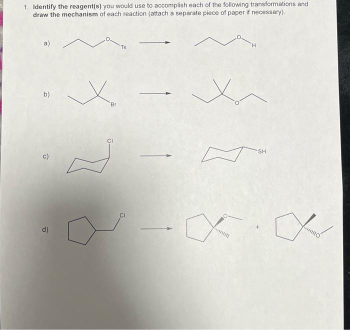 Solved Identify the reagent(s) you would use to accomplish | Chegg.com