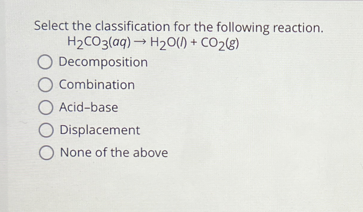 High Quality SOLUTION Select the classification for the following | Chegg.com