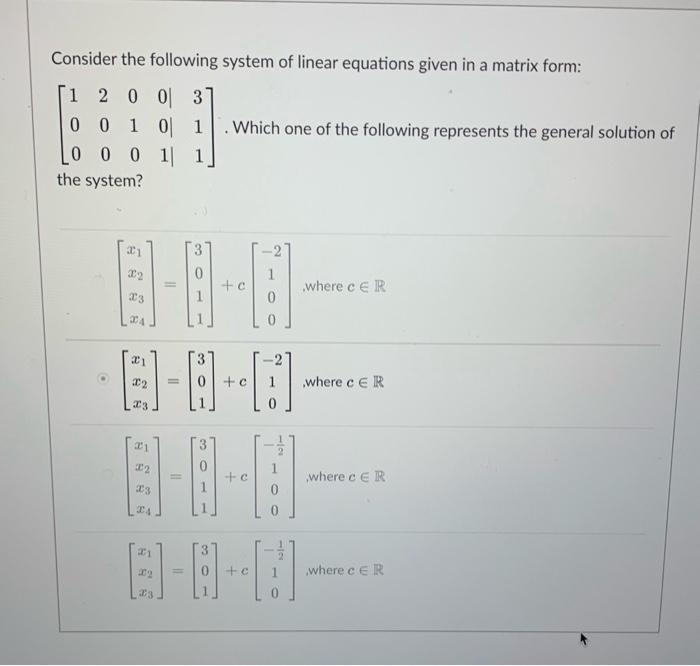 Solved Consider the following system of linear equations | Chegg.com