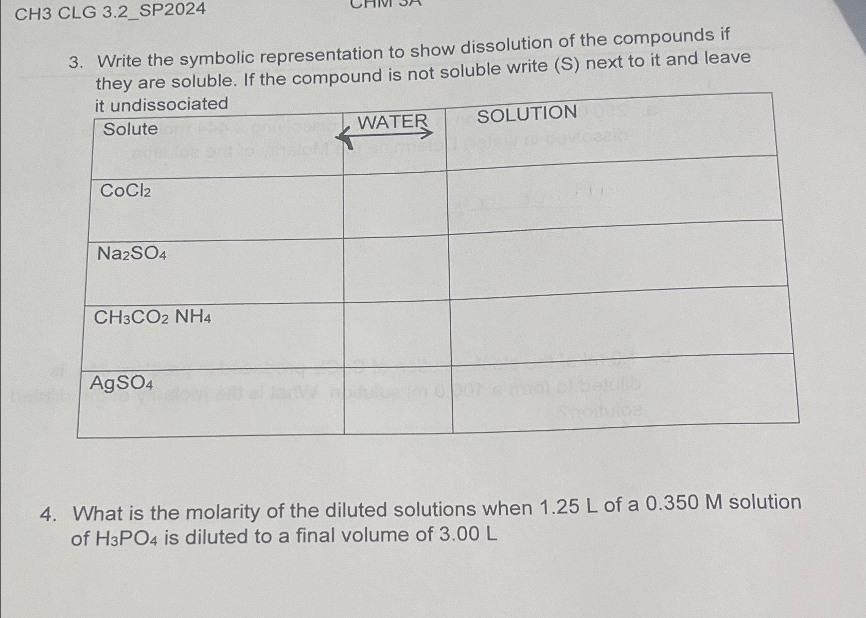 Solved Write the symbolic representation to show dissolution | Chegg.com