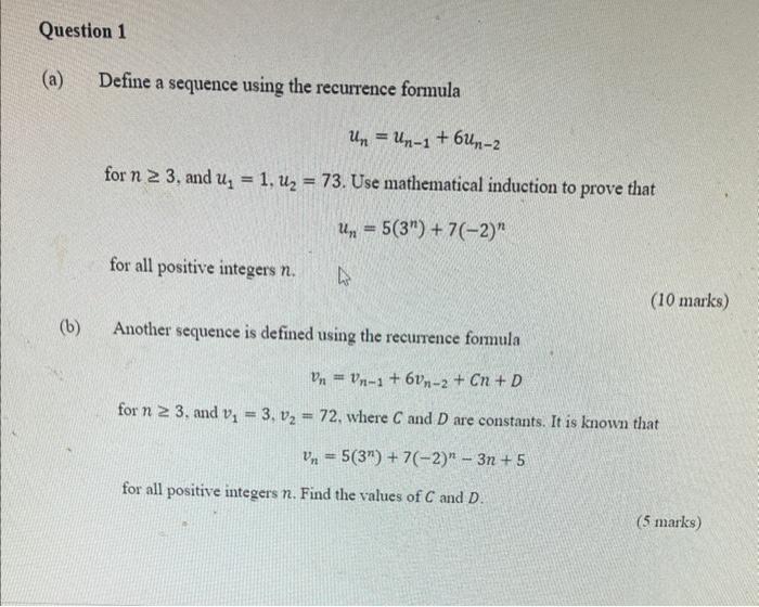 Solved (a) Define a sequence using the recurrence formula | Chegg.com