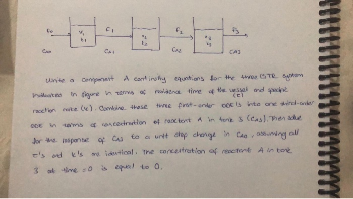 Solved CA3 Write a component A continuity equations for the | Chegg.com