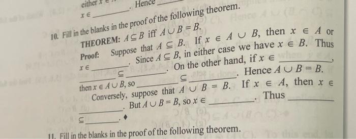 Solved 10. Fill in the blanks in the proof of the following | Chegg.com