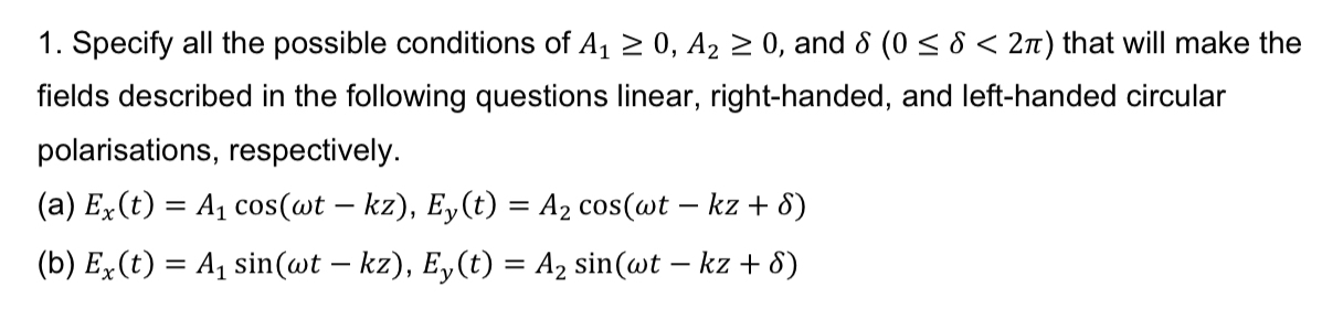 Solved Specify all the possible conditions of A1≥0,A2≥0, | Chegg.com