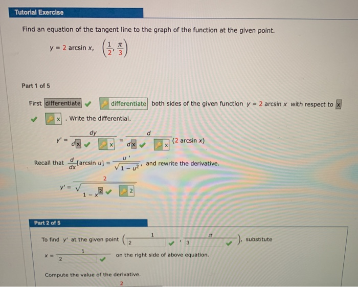 Solved Tutorial Exercise Find an equation of the tangent | Chegg.com