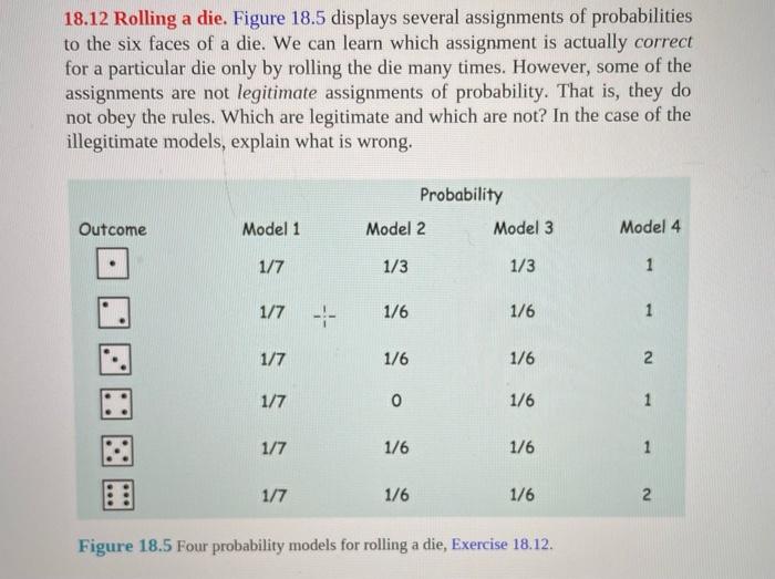 Solved 18.12 Rolling a die. Figure 18.5 displays several | Chegg.com Solved 18.12 Rolling a die. Figure 18.5 displays several | Chegg.com