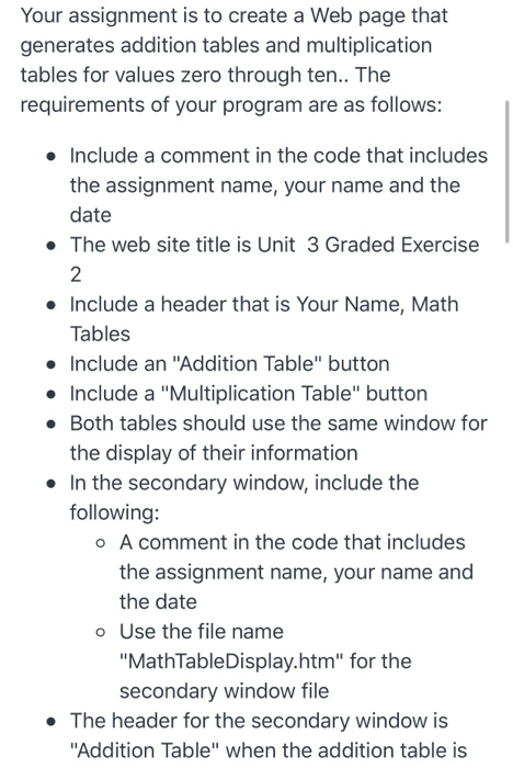 Solved Your assignment is to create a Web page that | Chegg.com