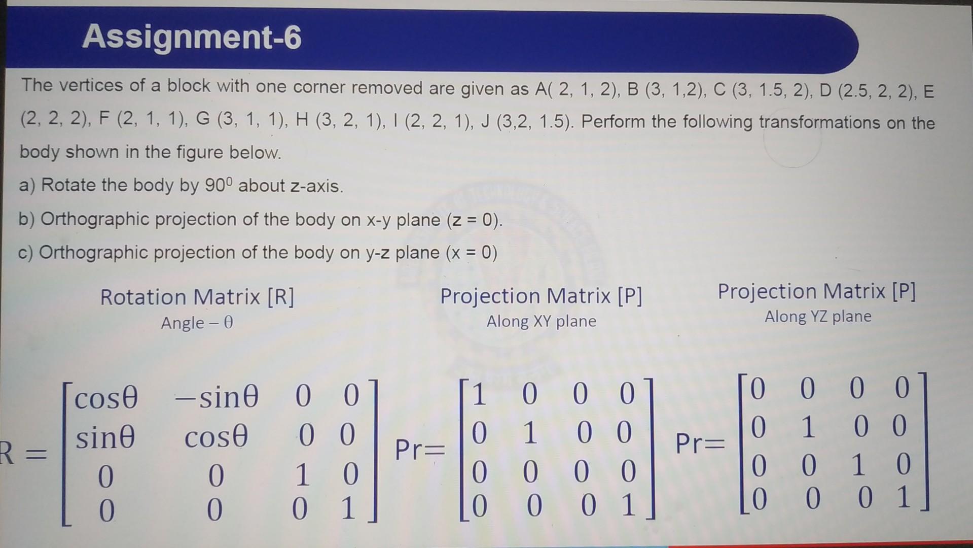 Solved The vertices of a block with one corner removed are | Chegg.com