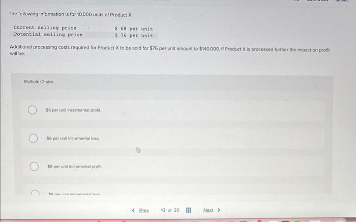 Solved The following information is for 10,000 units of | Chegg.com