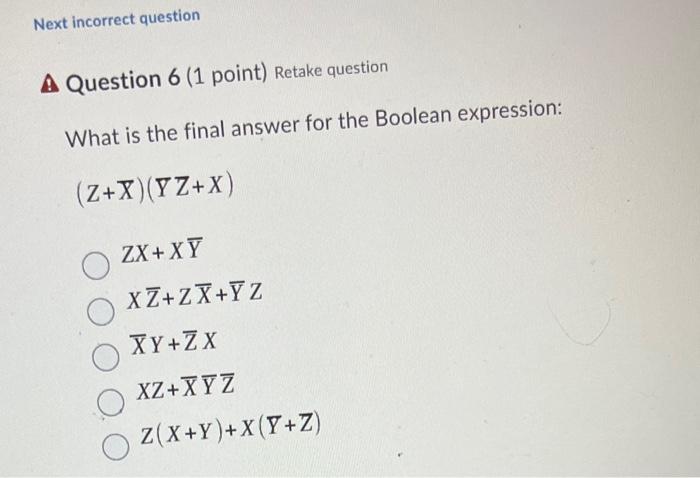 Solved What is the final answer for the Boolean expression: | Chegg.com