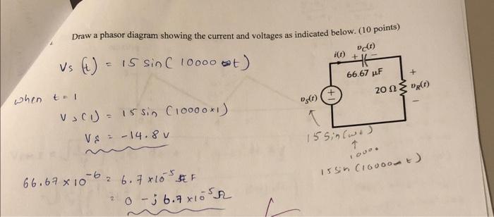 Solved draw the phasor diagram showing the current and | Chegg.com