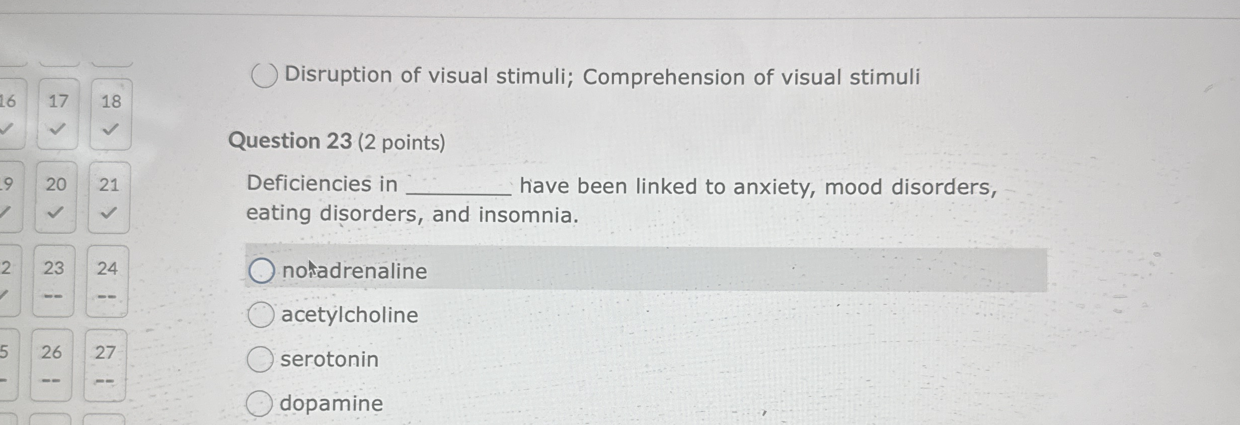 Disruption of visual stimuli; Comprehension of visual | Chegg.com