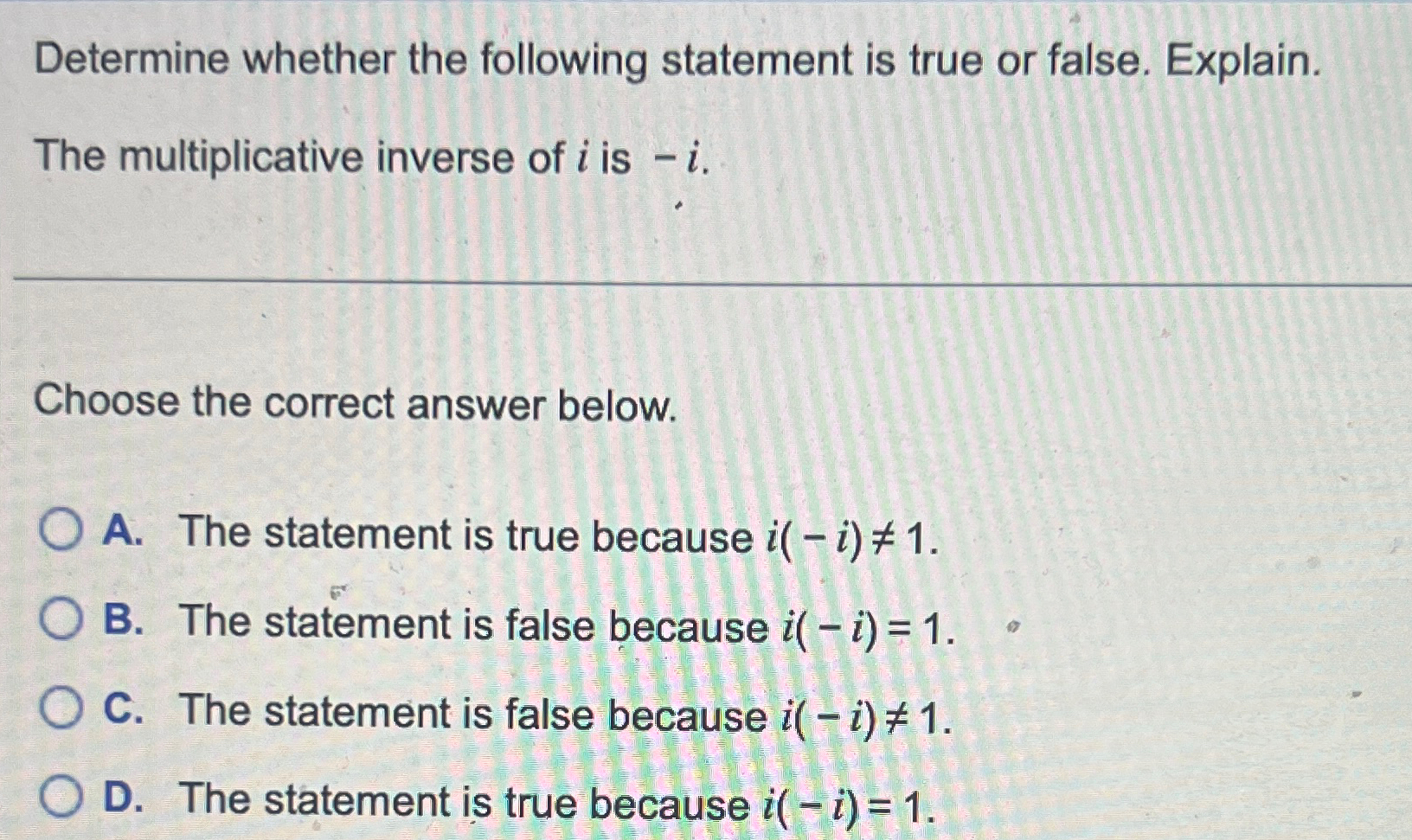 Solved Determine whether the following statement is true or | Chegg.com