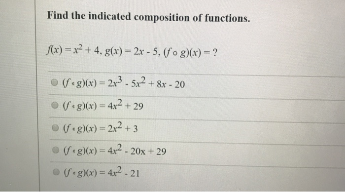 Solved Find the indicated composition of functions. f(x) = | Chegg.com